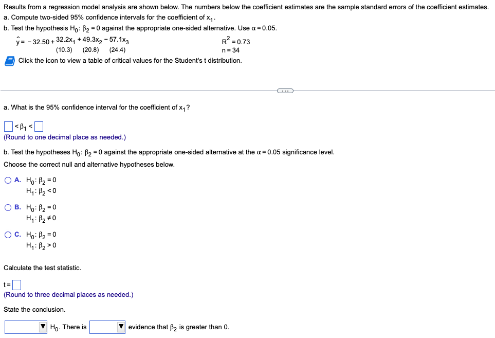 Solved Results from a regression model analysis are shown | Chegg.com