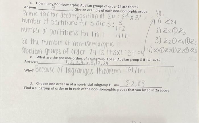 Solved b. How many non-isomorphic Abelian groups of order 24 | Chegg.com