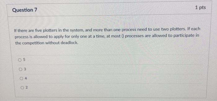 Solved Question 7 1 pts If there are five plotters in the | Chegg.com