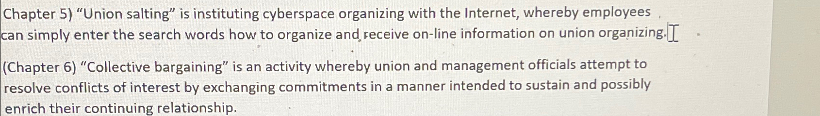 Solved Chapter 5) ﻿"Union salting" is instituting cyberspace | Chegg.com
