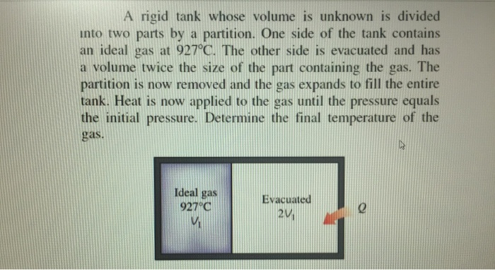 Solved A rigid tank whose volume is unknown is divided into | Chegg.com