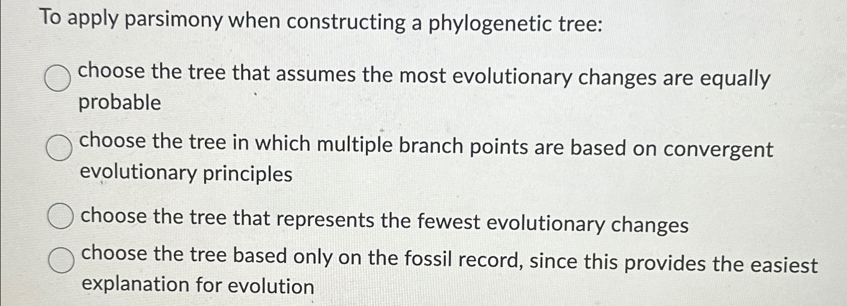 Solved To apply parsimony when constructing a phylogenetic | Chegg.com