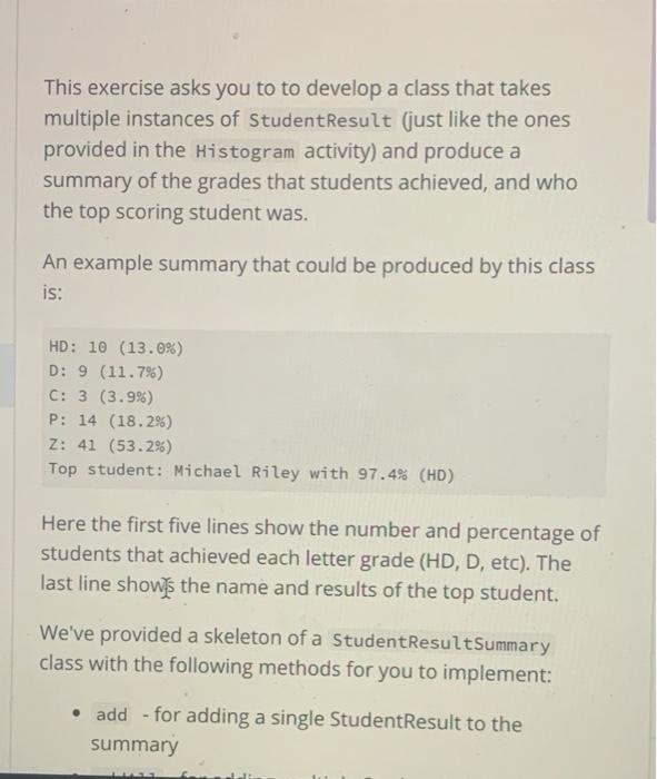 Solved This exercise asks you to to develop a class that | Chegg.com