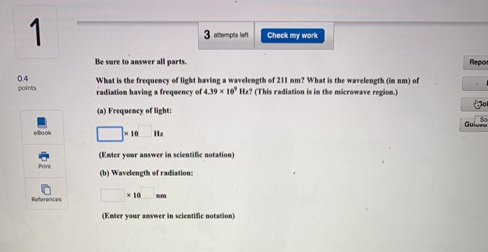 Solved 1 3 attempts left Check my work Repor 0.4 points Be | Chegg.com