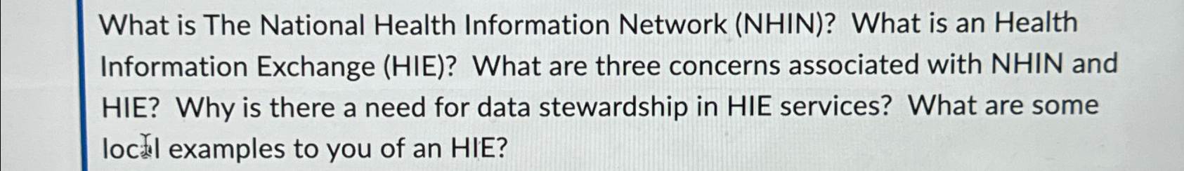 Solved What is The National Health Information Network | Chegg.com