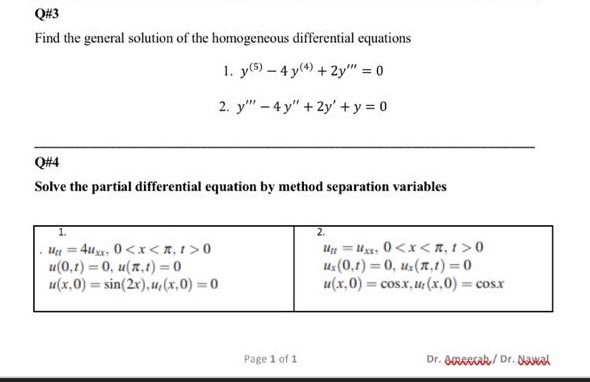 Solved Q#3 Find the general solution of the homogeneous | Chegg.com