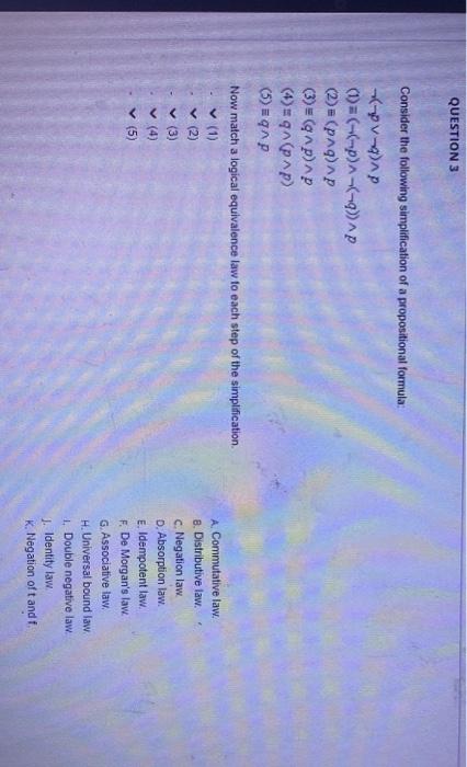 Solved QUESTION 3 Consider the following simplification of a | Chegg.com