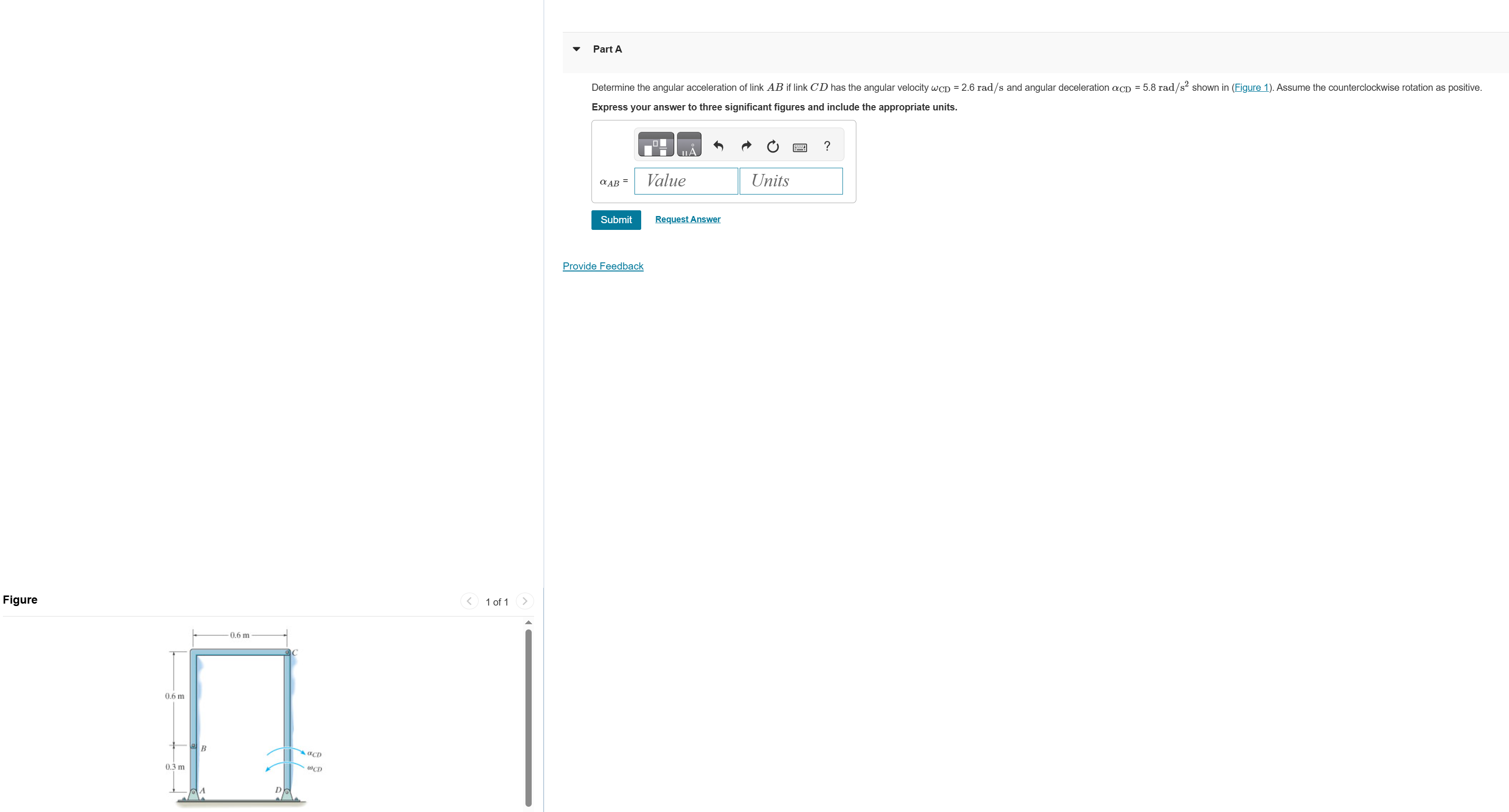 Solved Determine the angular acceleration of ﻿link ABAB if | Chegg.com