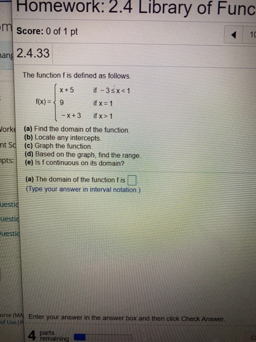 Solved Homework: 2.4 Library of Func m Score: 0 of 1 pt 10 | Chegg.com