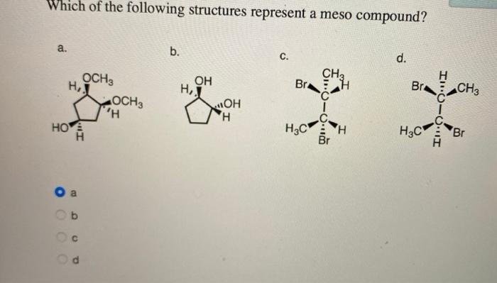 Solved Which of the following structures represent a meso | Chegg.com