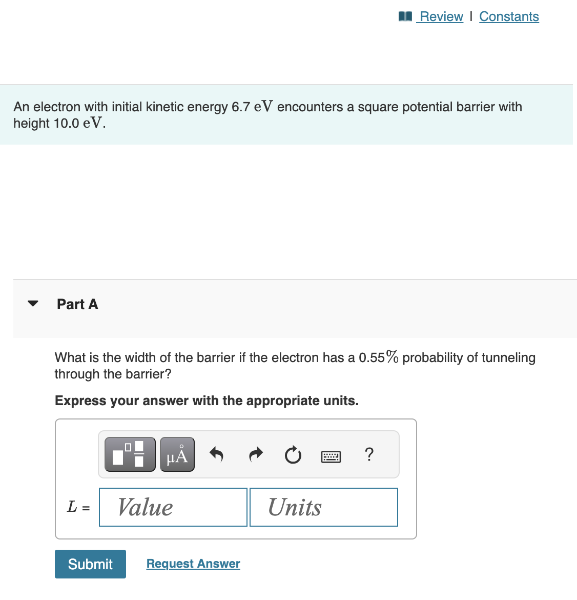Solved An electron with initial kinetic energy 6.7eV | Chegg.com