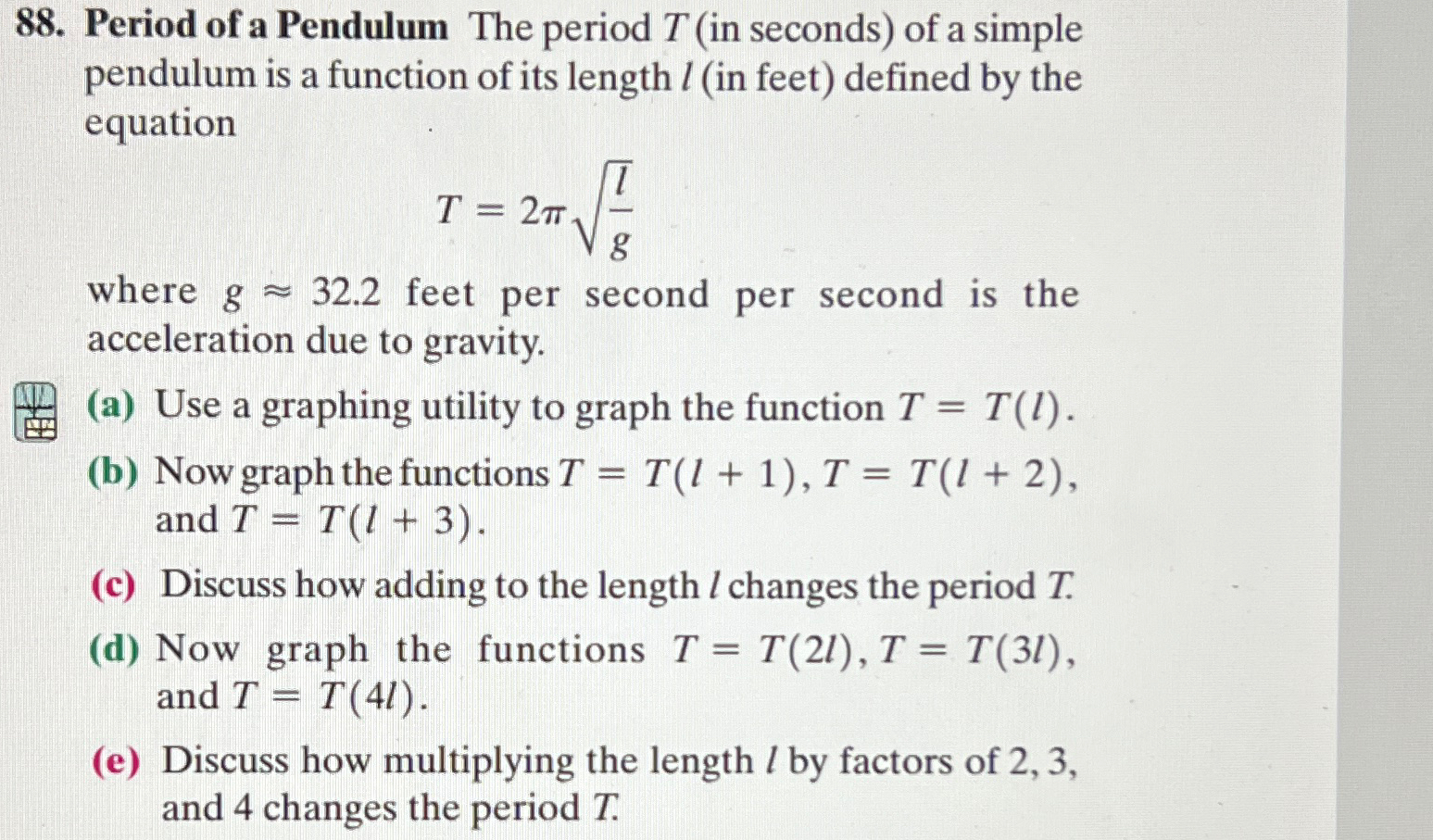 Solved Period of a Pendulum The period T (in seconds) ﻿of a | Chegg.com