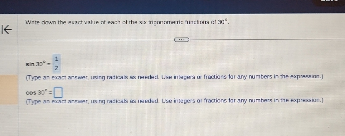 Solved Write down the exact value of each of the six | Chegg.com