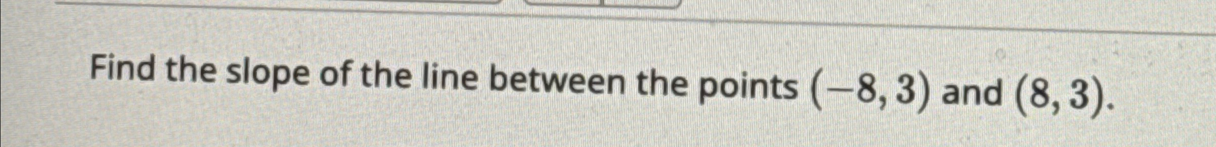 Solved Find the slope of the line between the points (-8,3) | Chegg.com