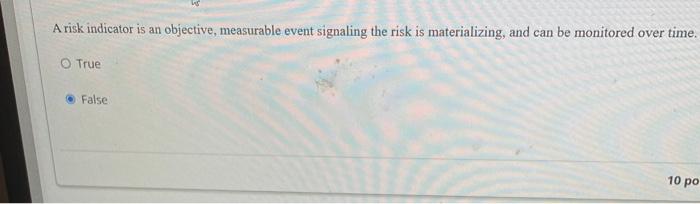 Solved A risk indicator is an objective, measurable event | Chegg.com