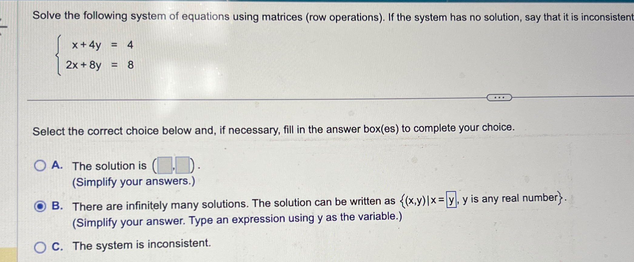 Solved Solve the following system of equations using | Chegg.com