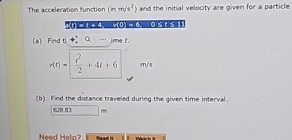Solved The acceleration function (in ms2 ) ﻿and the initial | Chegg.com