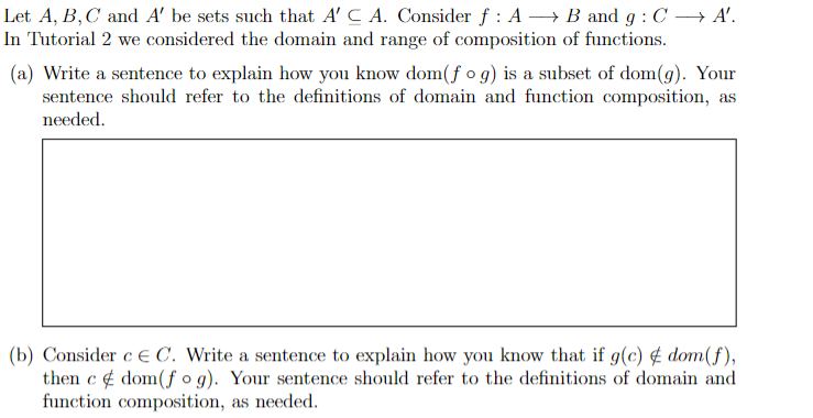 Let A,B,C ﻿and A' ﻿be sets such that A'subeA. | Chegg.com