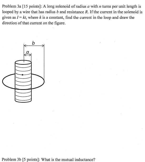 Solved Problem 3a [15 ﻿points]: A long solenoid of radius a | Chegg.com