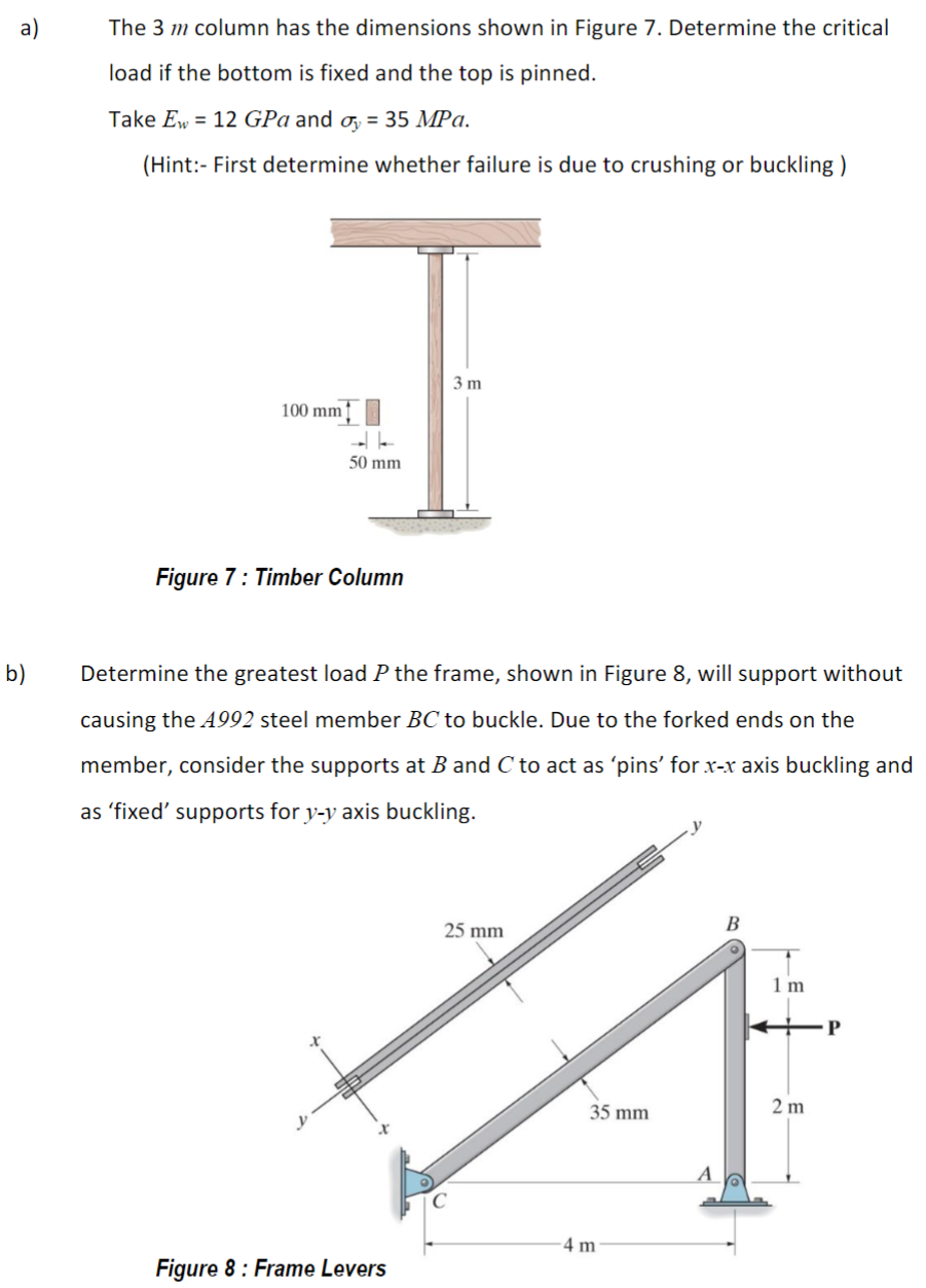 Solved a) ﻿The 3m ﻿column has the dimensions shown in Figure | Chegg.com