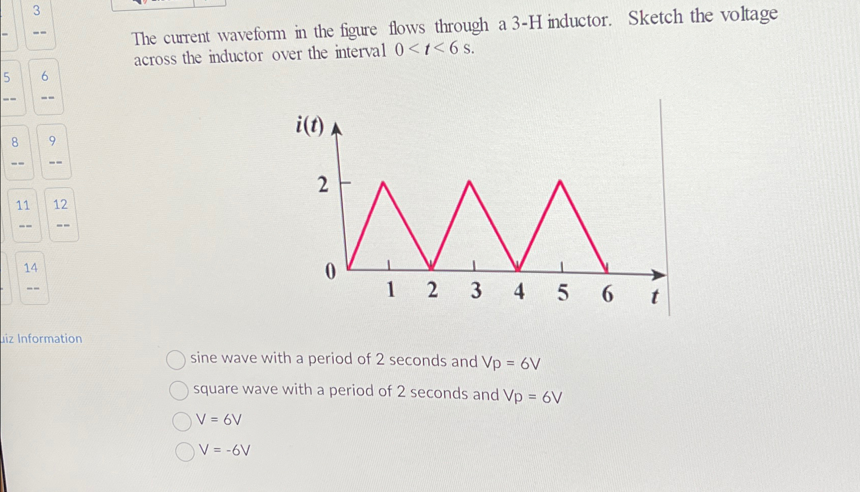 Solved The current waveform in the figure flows through a | Chegg.com