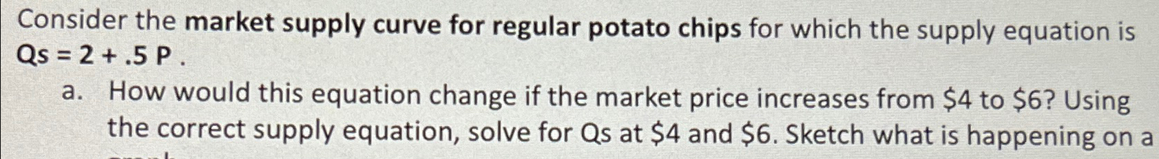 Solved Consider the market supply curve for regular potato | Chegg.com