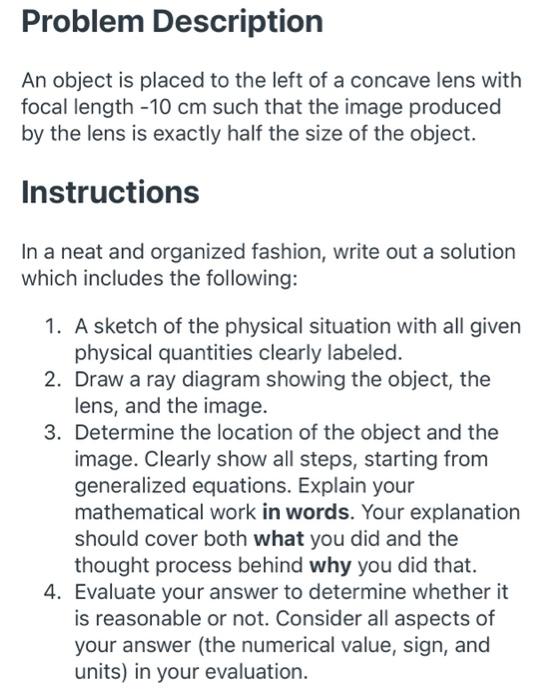 Solved Problem Description An object is placed to the left | Chegg.com