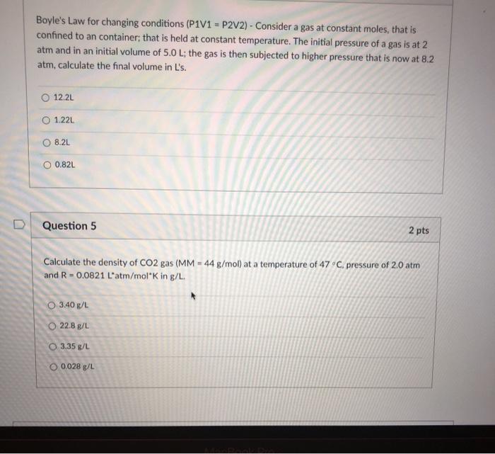 Solved Boyle's Law for changing conditions (P1V1 = P2V2) - | Chegg.com