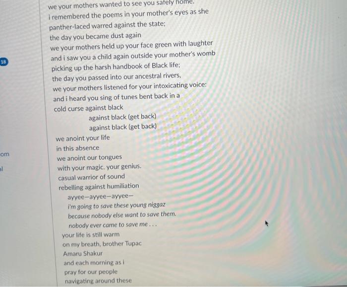 What poetic device is used throughout the following | Chegg.com