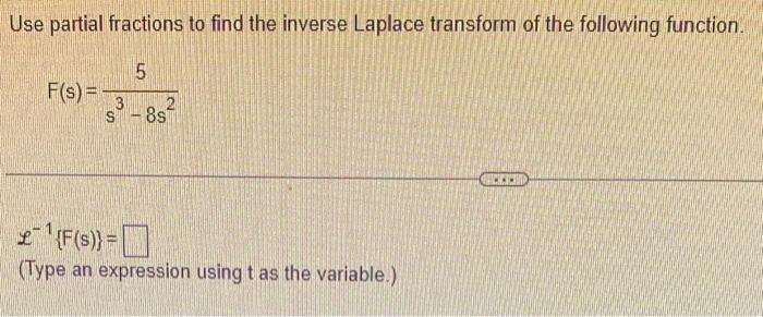 Solved Use partial fractions to find the inverse Laplace | Chegg.com
