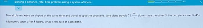 Solved Solving a distance, rate, time problem using a system | Chegg.com
