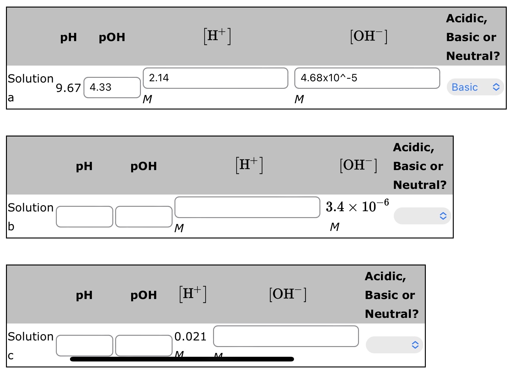 Solved Fill in the missing information in the table. | Chegg.com