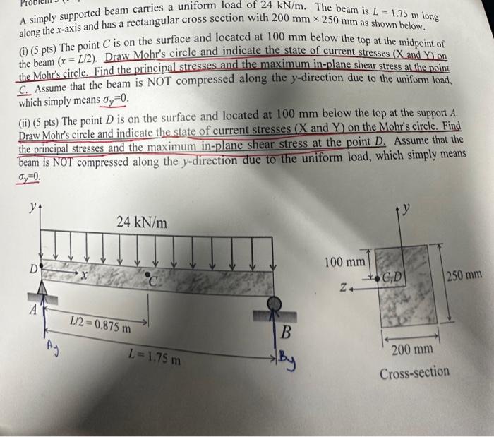 Solved A simply supported beam carries a uniform load of 24 | Chegg.com