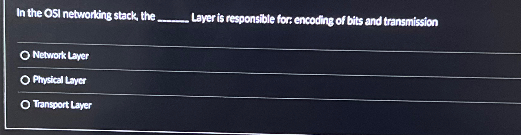 Solved In the OSI networking stack, the Layer is responsible | Chegg.com