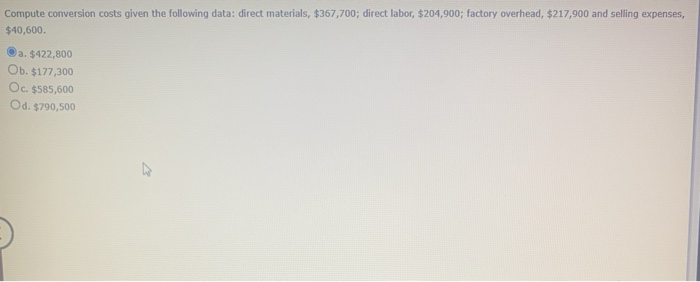 Solved Compute conversion costs given the following data: | Chegg.com
