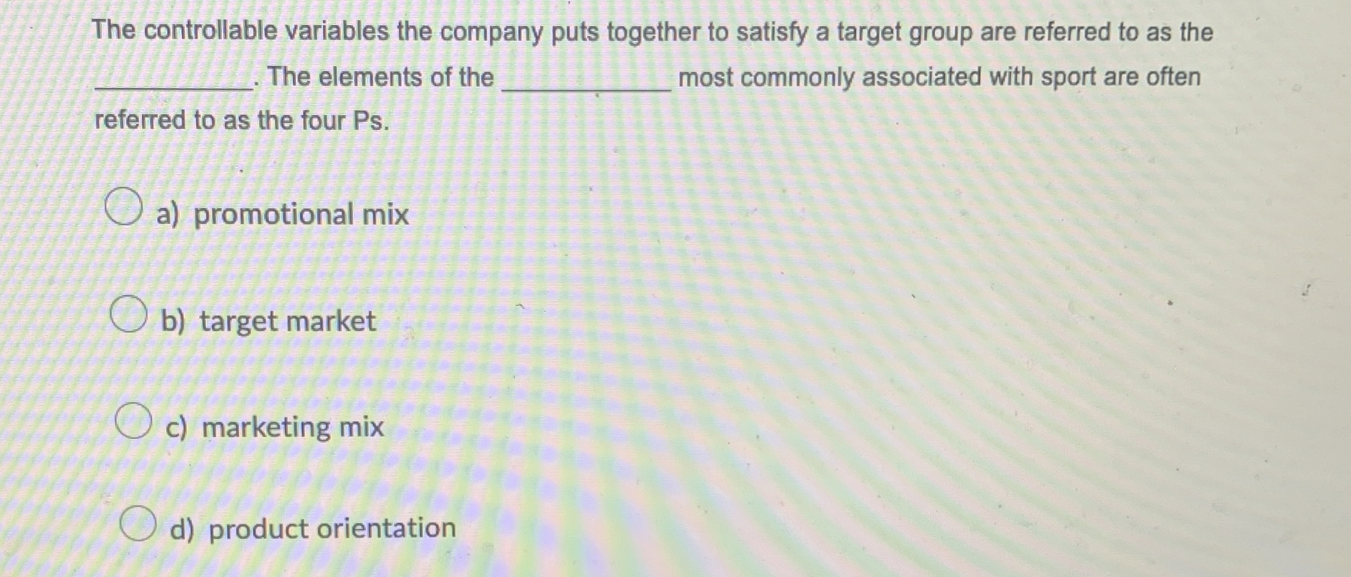 Solved The controllable variables the company puts together | Chegg.com