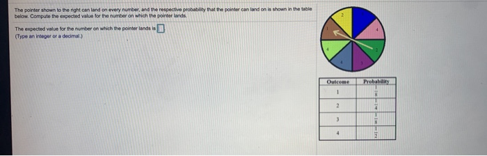 Solved The pointer shown to the right can land on every | Chegg.com