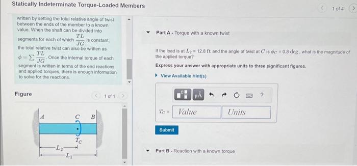 Solved Statically Indeterminate Torque-Loaded Members | Chegg.com