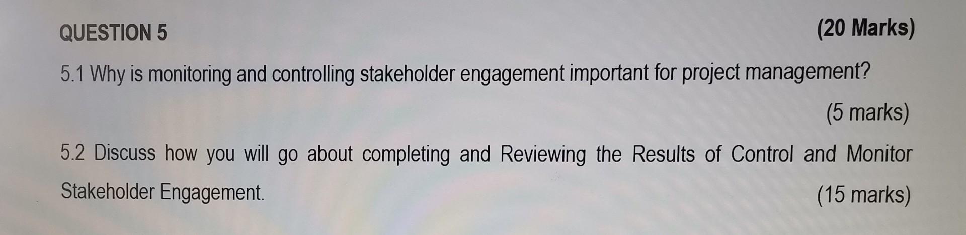 Solved QUESTION 5 (20 Marks) 5.1 Why is monitoring and | Chegg.com