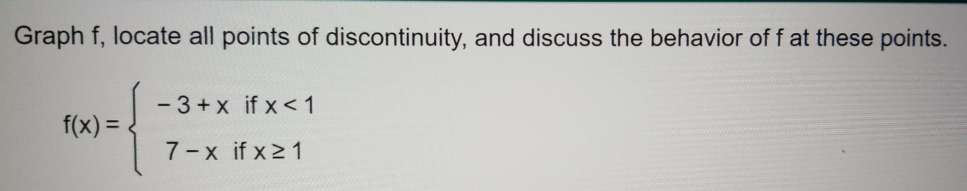 Solved Graph f, locate all points of discontinuity, and | Chegg.com