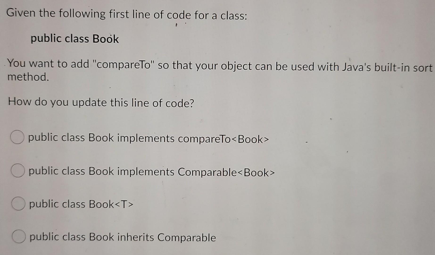 Solved Given the following first line of code for a class: | Chegg.com