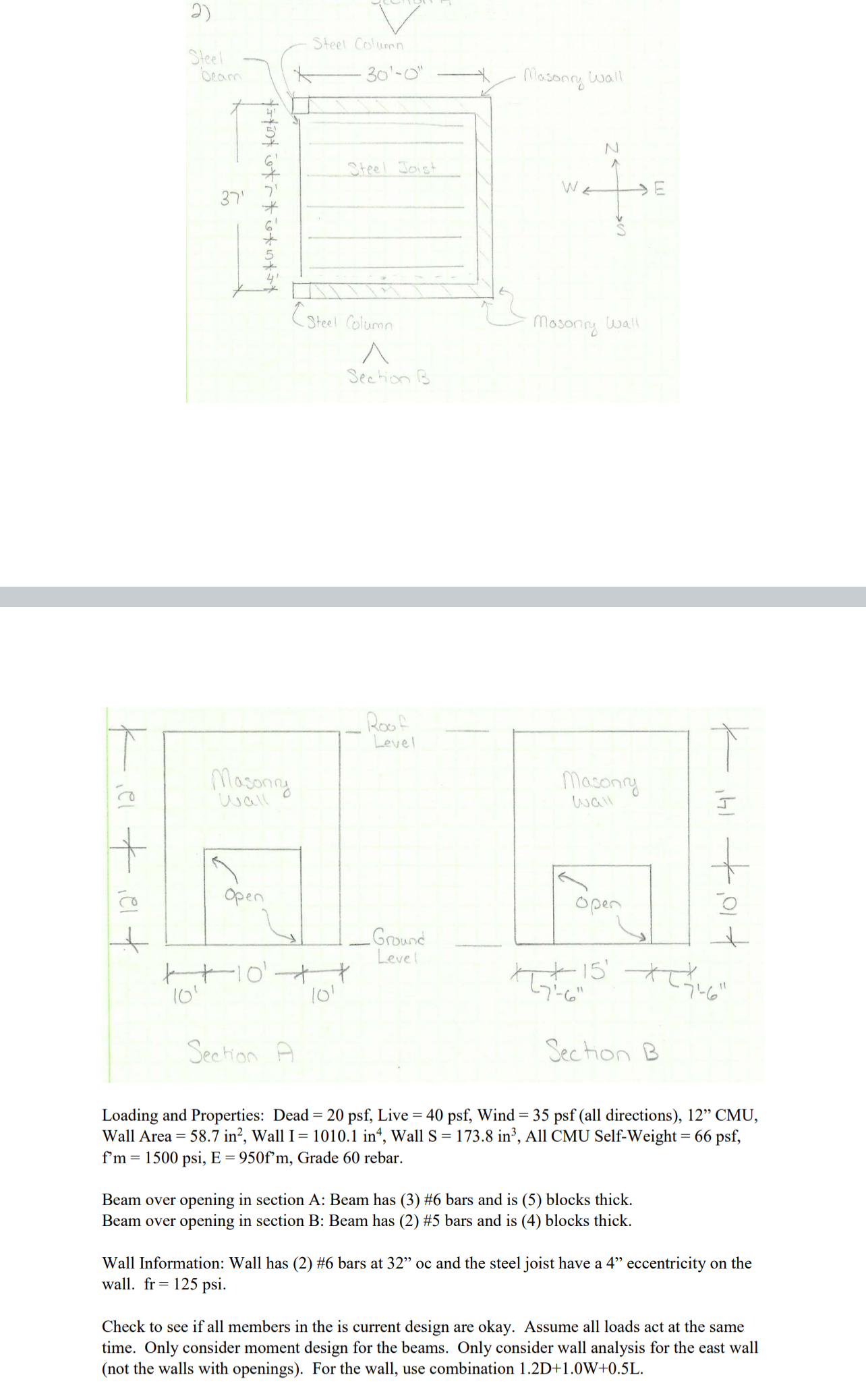 Solved Loading and Properties: Dead =20psf, ﻿Live =40psf, | Chegg.com