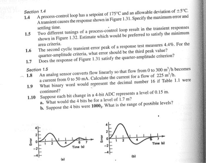 Solved Section 1.4 1.4 A process control loop has a setpoint | Chegg.com