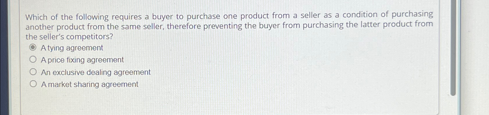 Solved Which of the following requires a buyer to purchase | Chegg.com