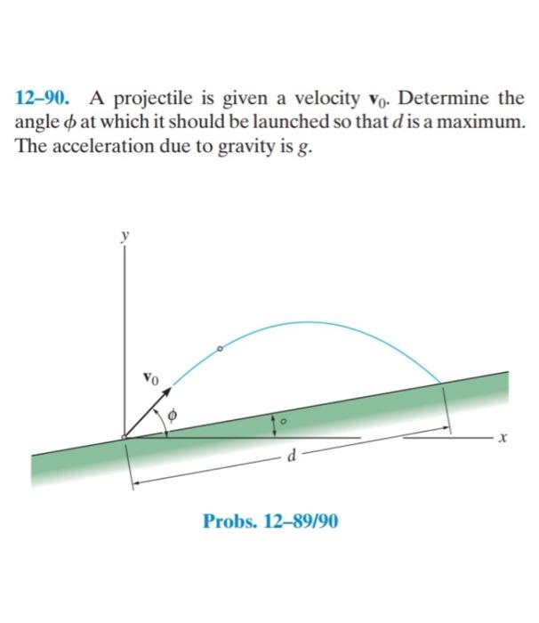 Solved 12-90. A projectile is given a velocity v0. Determine | Chegg.com