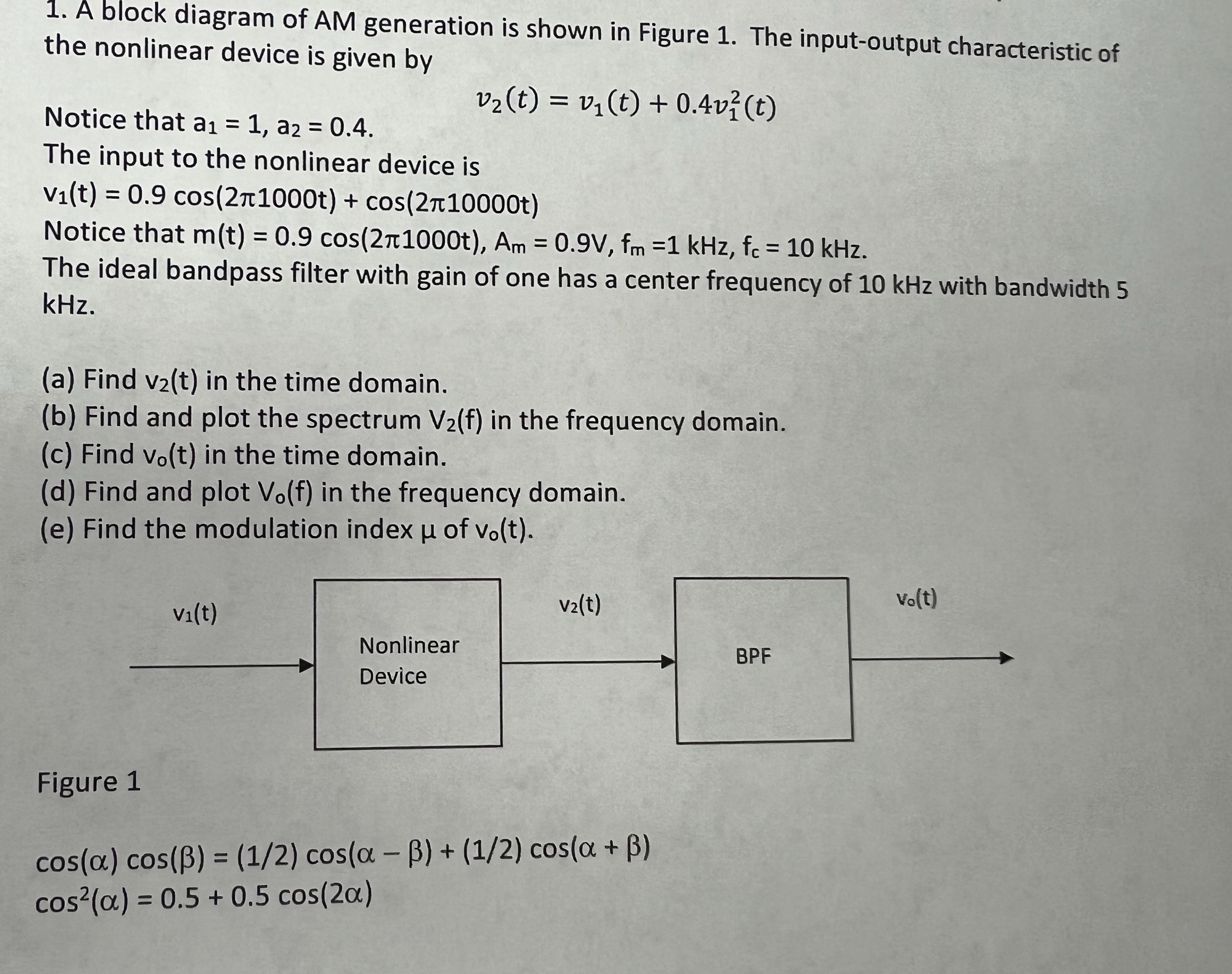 Solved A block diagram of AM generation is shown in Figure | Chegg.com