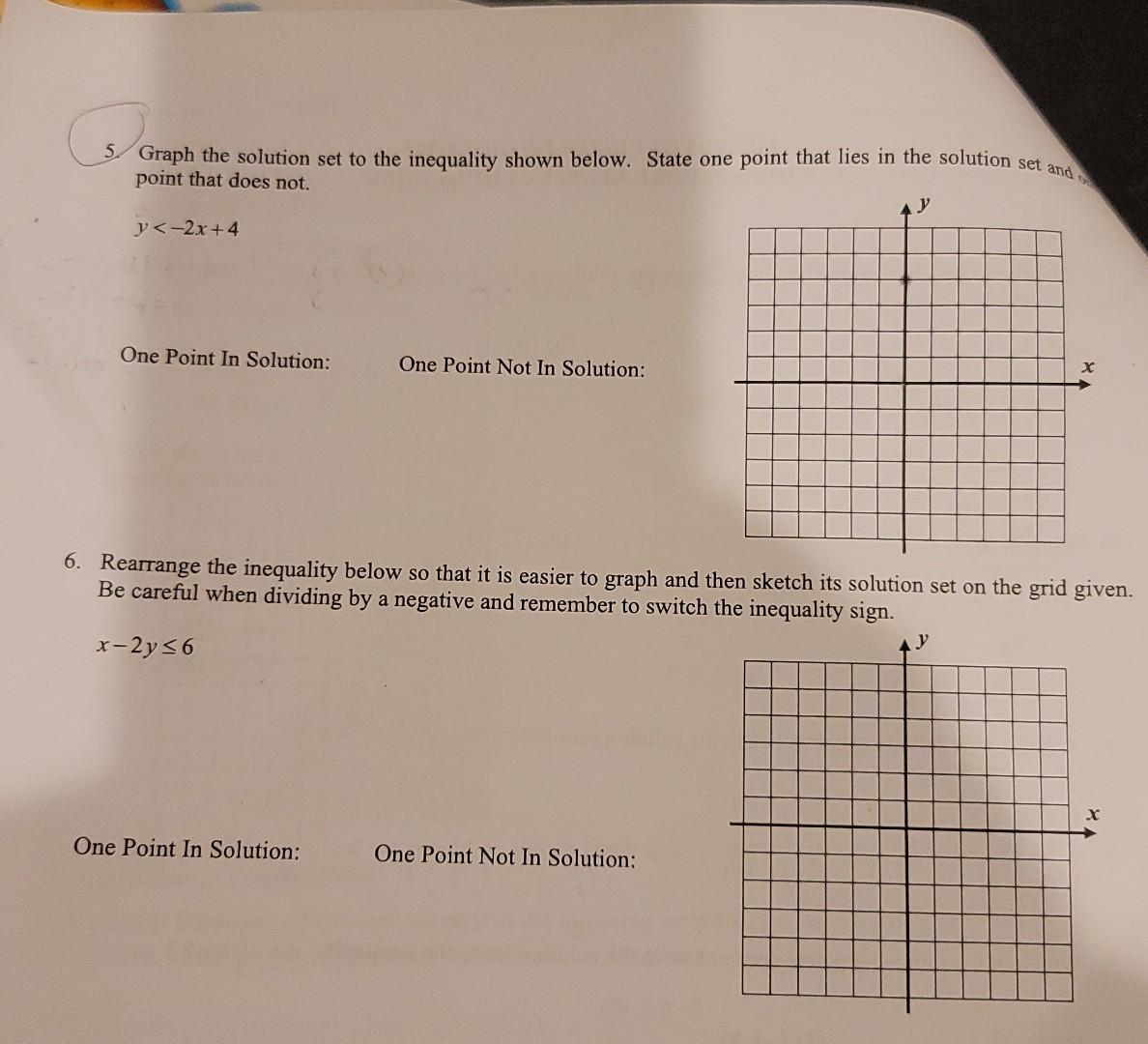 Solved Graph the solution set to the inequality shown below. | Chegg.com