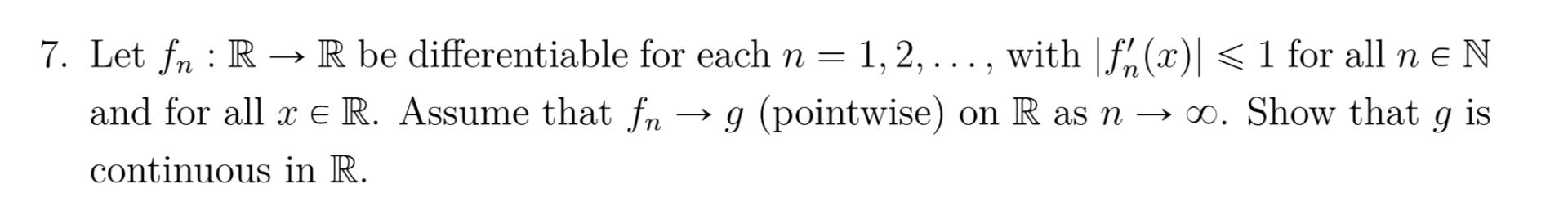Solved Let fn:R→R ﻿be differentiable for each n=1,2,dots, | Chegg.com