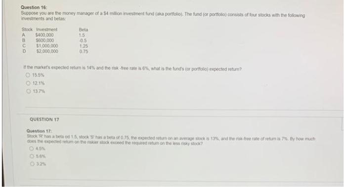 Solved Question 14 A Stock Has Expected Return Of 11 The