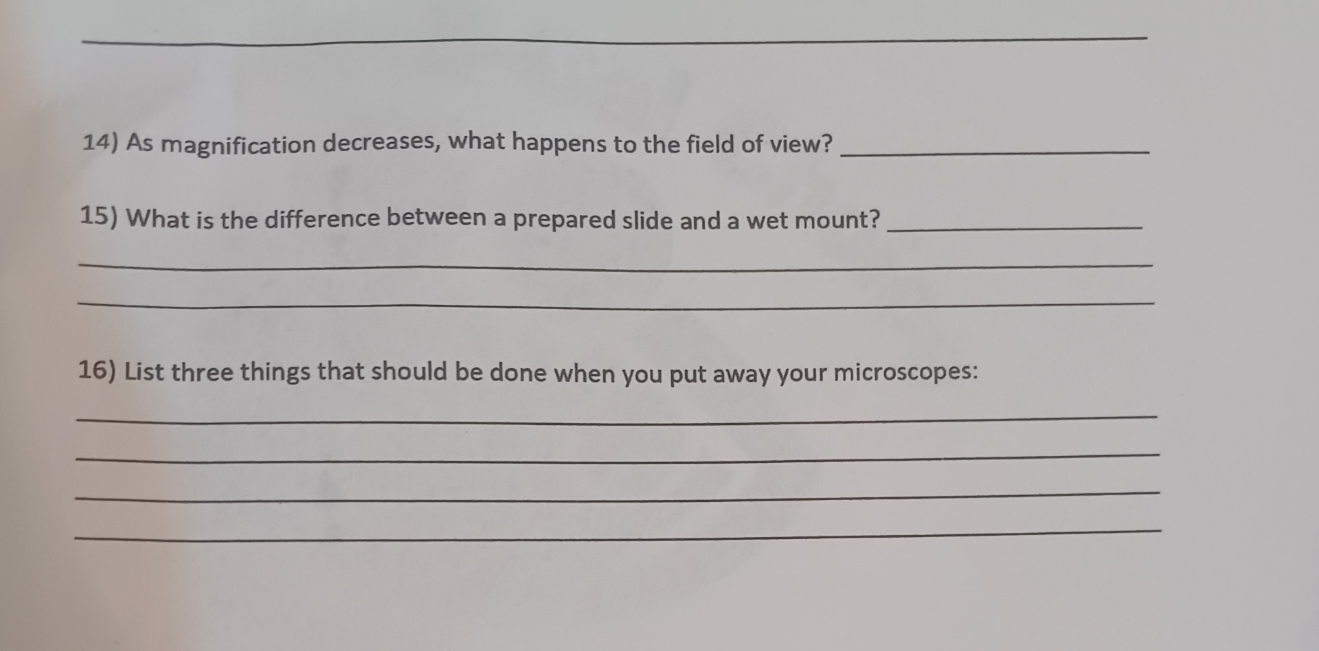 Solved As magnification decreases, what happens to the field | Chegg.com